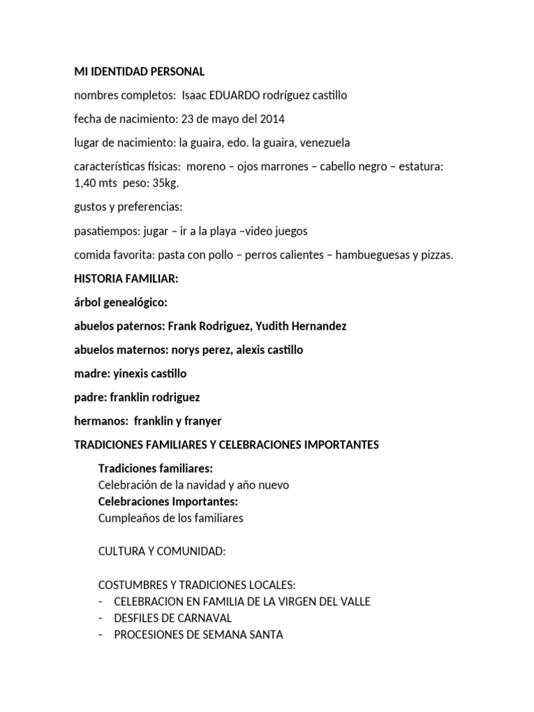 Mi Identidad Personal | PDF | Deportes y actividades al aire libre ...