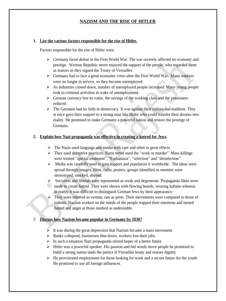 Factors Behind Hitler's Rise to Power | PDF | Nazi Germany | Nazism