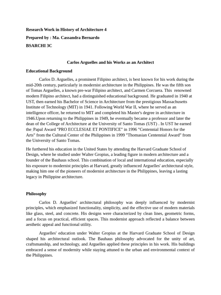 Carlos Arguelles: Modernist Architect | PDF | International Rice ...