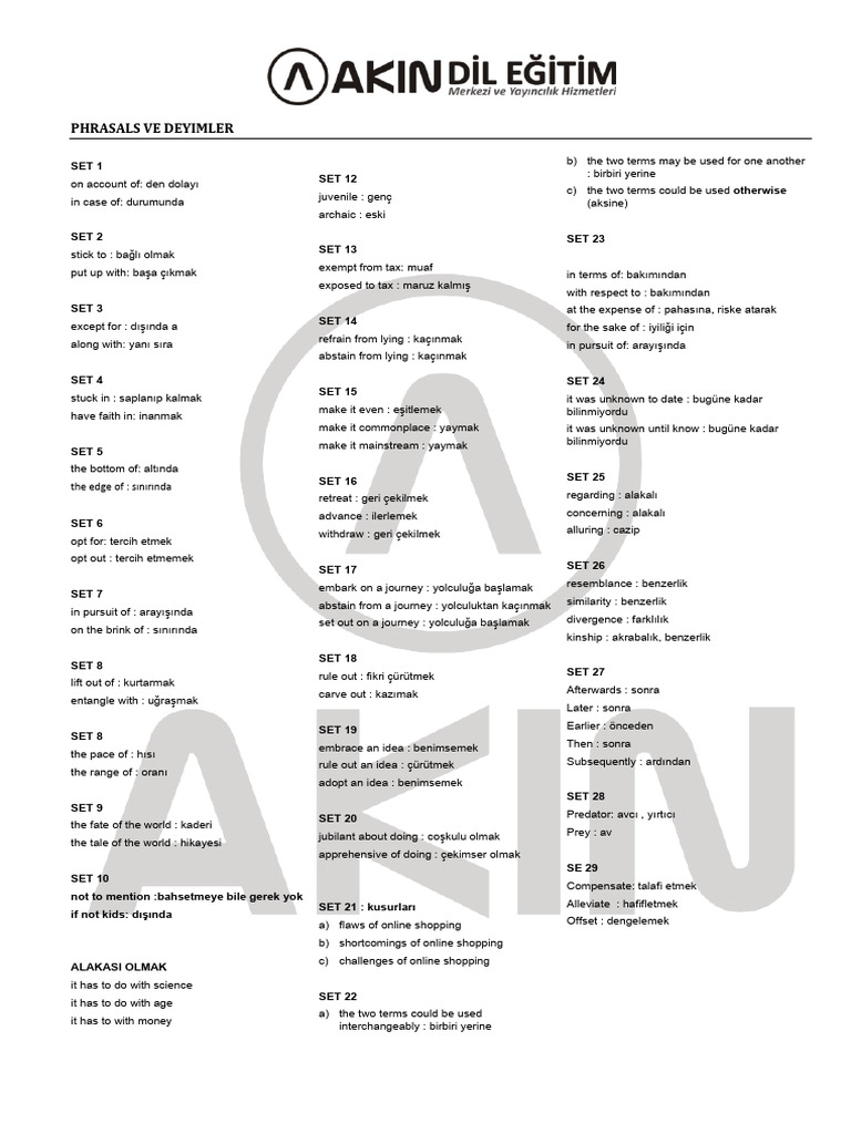 Onemli Phrasals Ve Deyimler 143862 | PDF