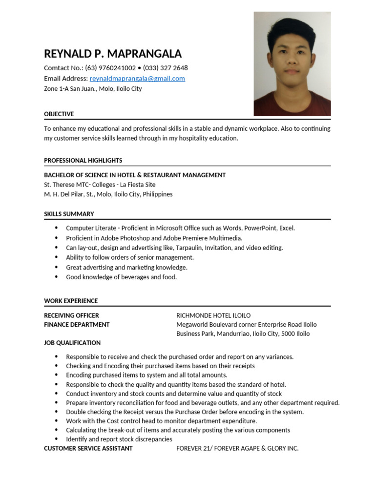 Reynald Maprangala 2019 | PDF | Point Of Sale
