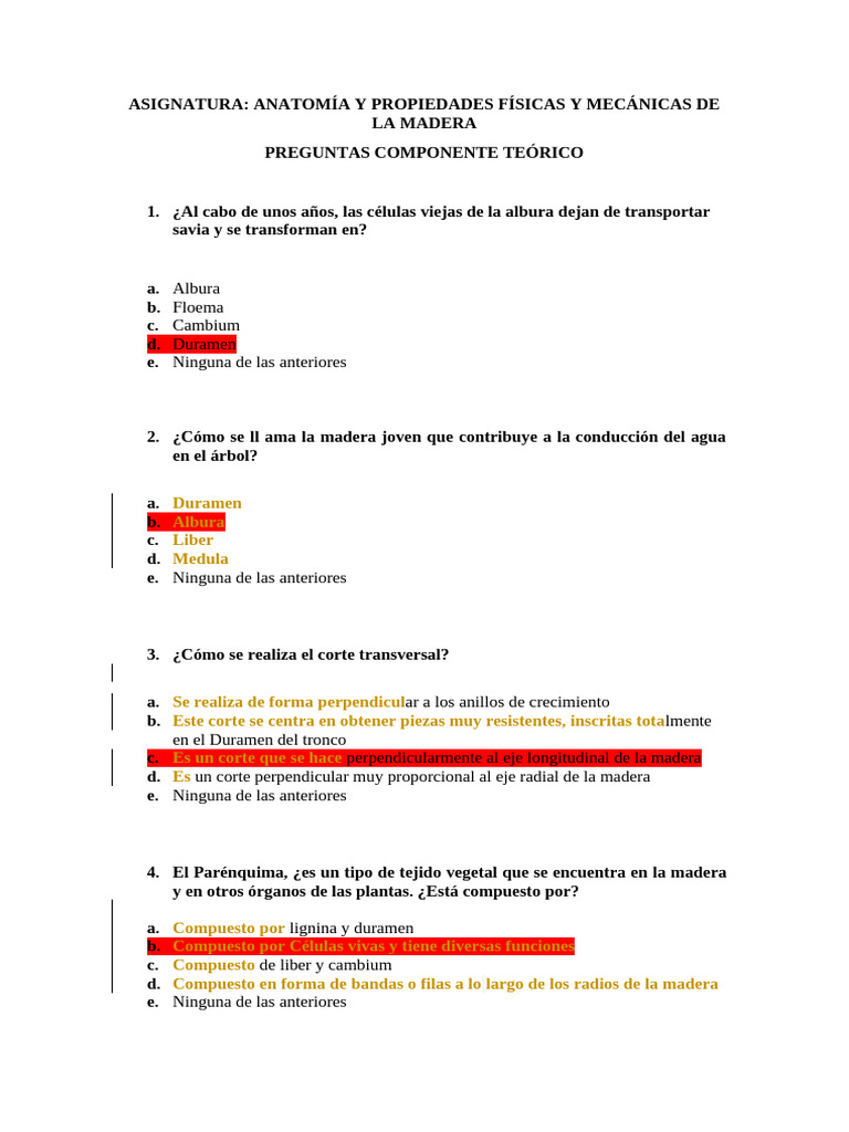 Preguntas Teoricas Forestal | PDF | Biotecnología | Tallo de la planta