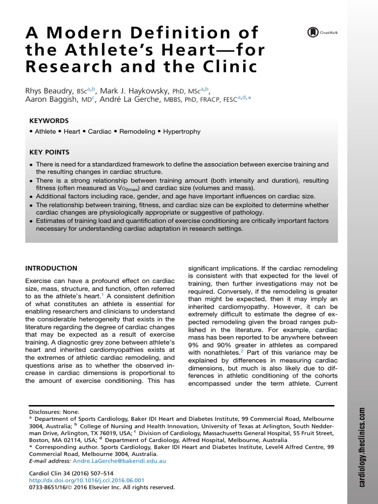 A Modern Definition of The Athlete's Heart | PDF | Heart | Hemodynamics
