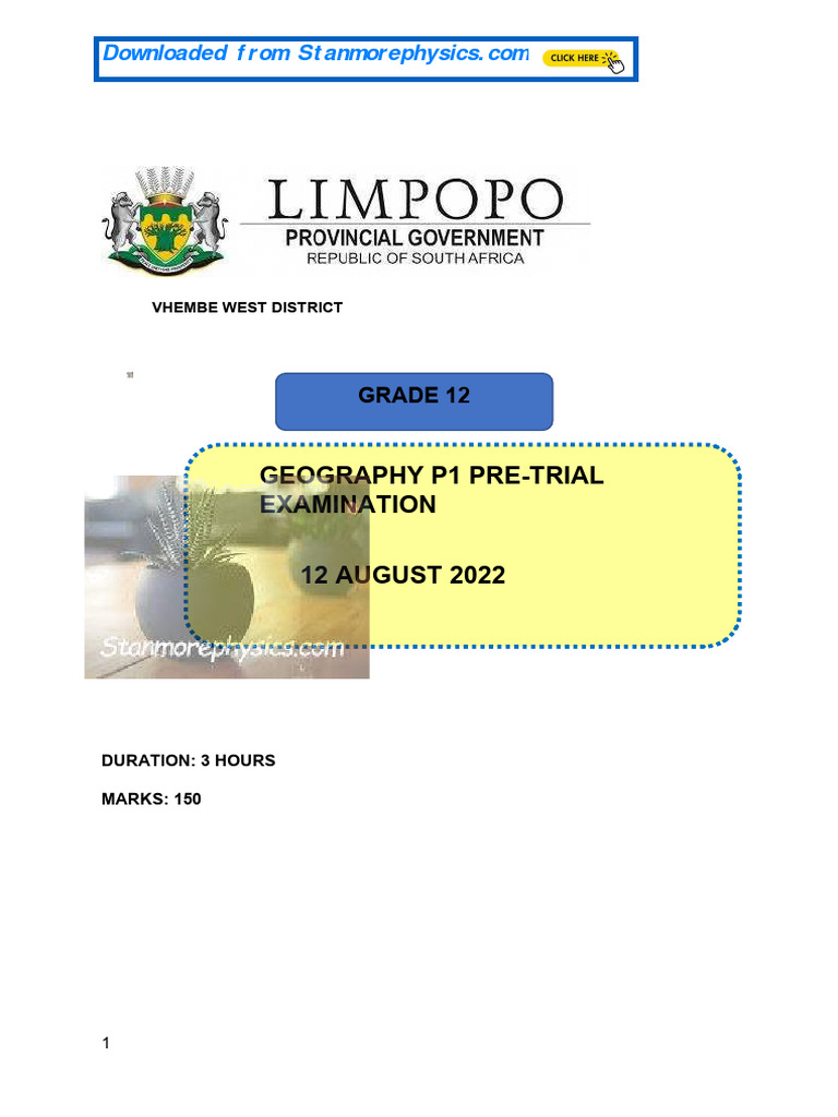 Grade 12 Geography P1 Pre-Trial Exam | PDF | Erosion | Valley
