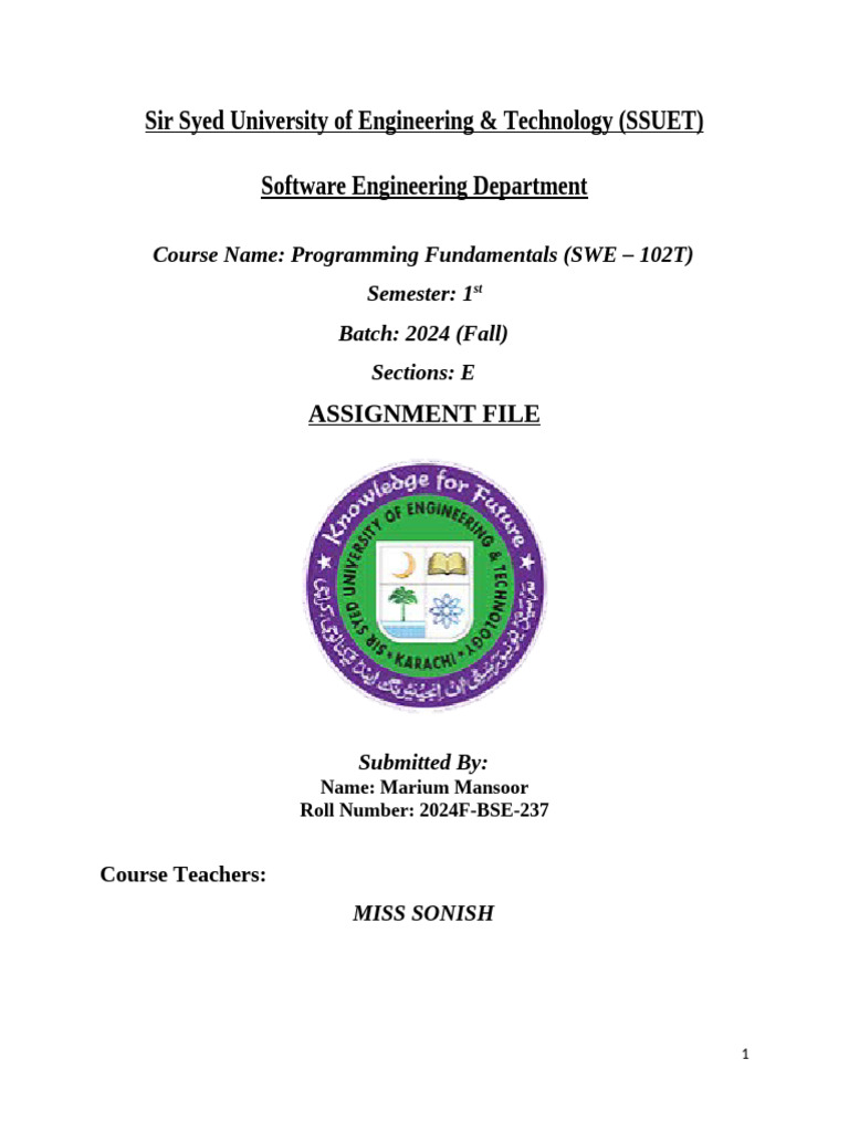 Assignment Cover Page | PDF