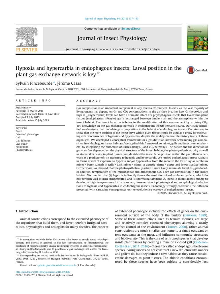 Gas Exchange in Endophagous Insects | PDF | Carbon Dioxide | Leaf