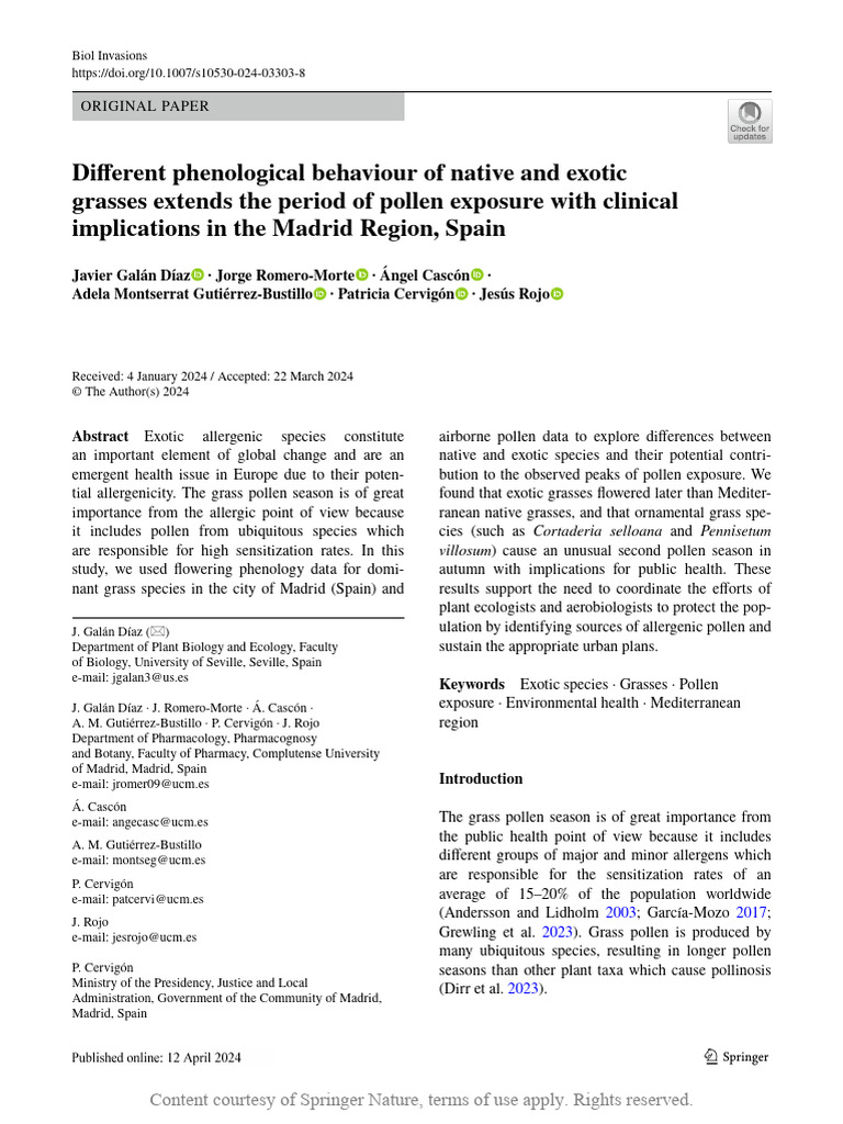 Different Phenological Behaviour of Native and Exo | PDF | Introduced ...
