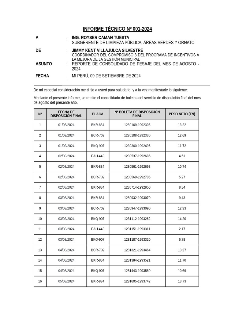 Informe Técnico #001 | PDF | Technologie et ingénierie