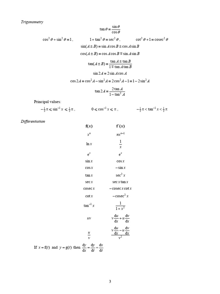 List of Formulae and Statistical Tables | PDF | Mathematical Analysis | Rotation