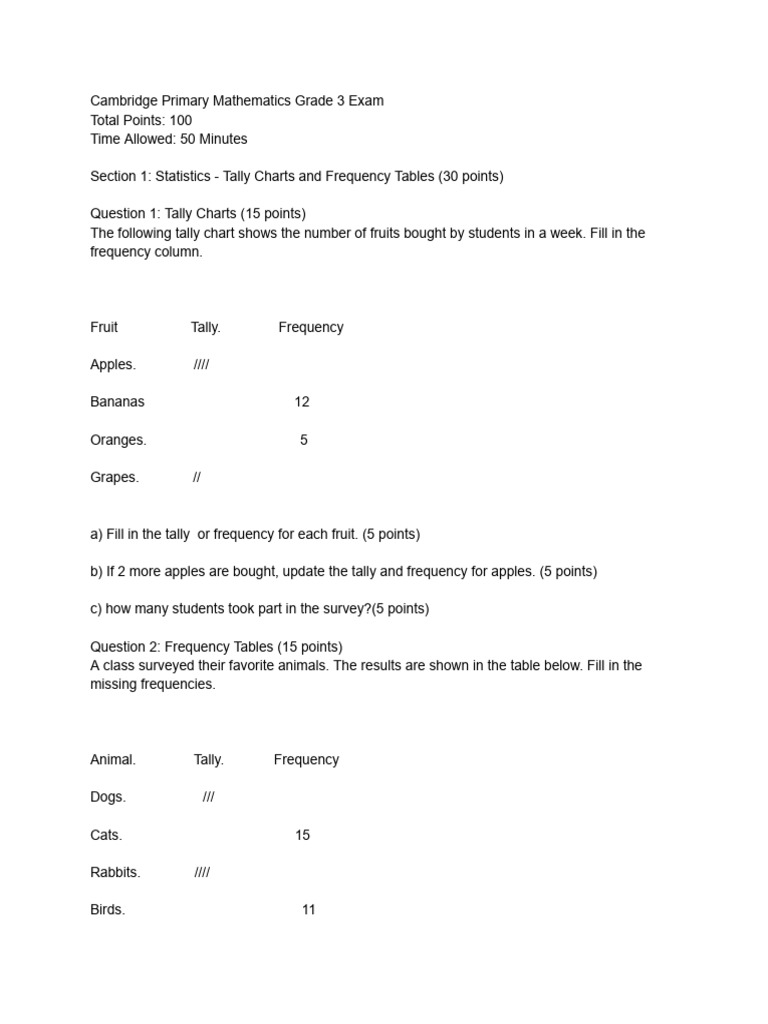 Exam Grade 3 Chapter 2,3,4 | PDF