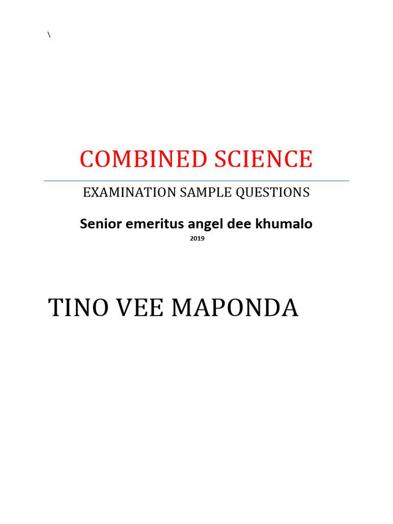 Combined Science Exam Sample Questions | PDF | Digestion | Respiratory ...