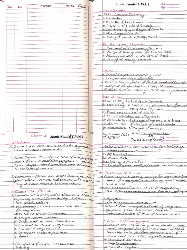 Concrete Technology Notes PDF | PDF