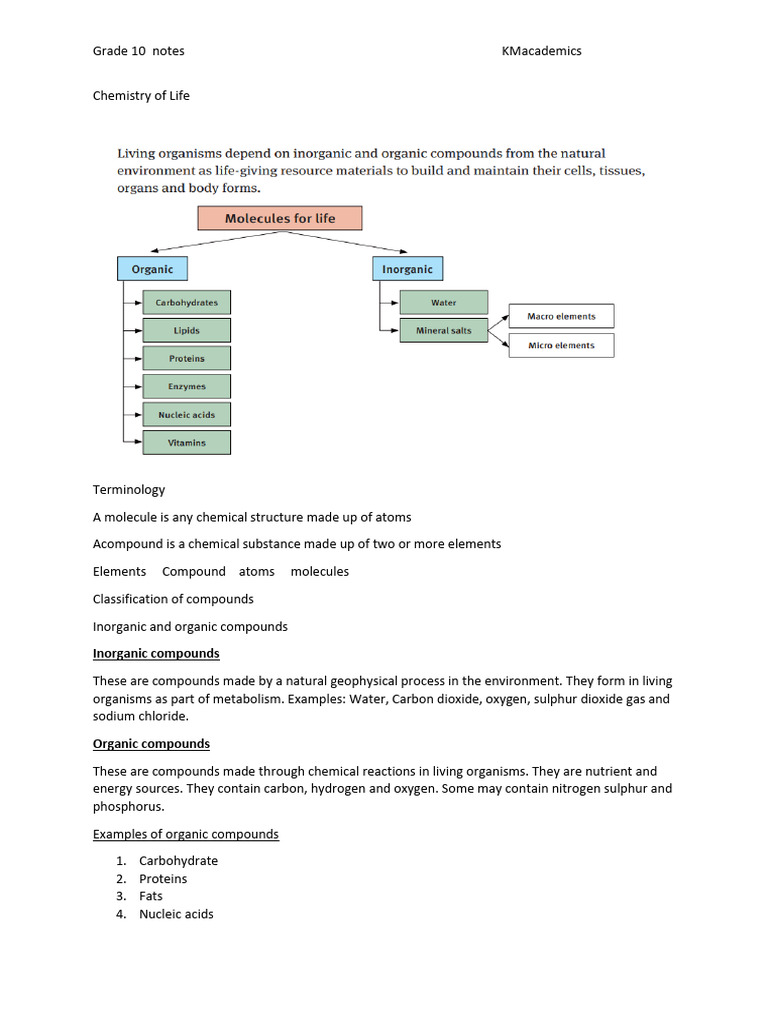 Chemistry of Life 1 | PDF | Carbohydrates | Nutrients