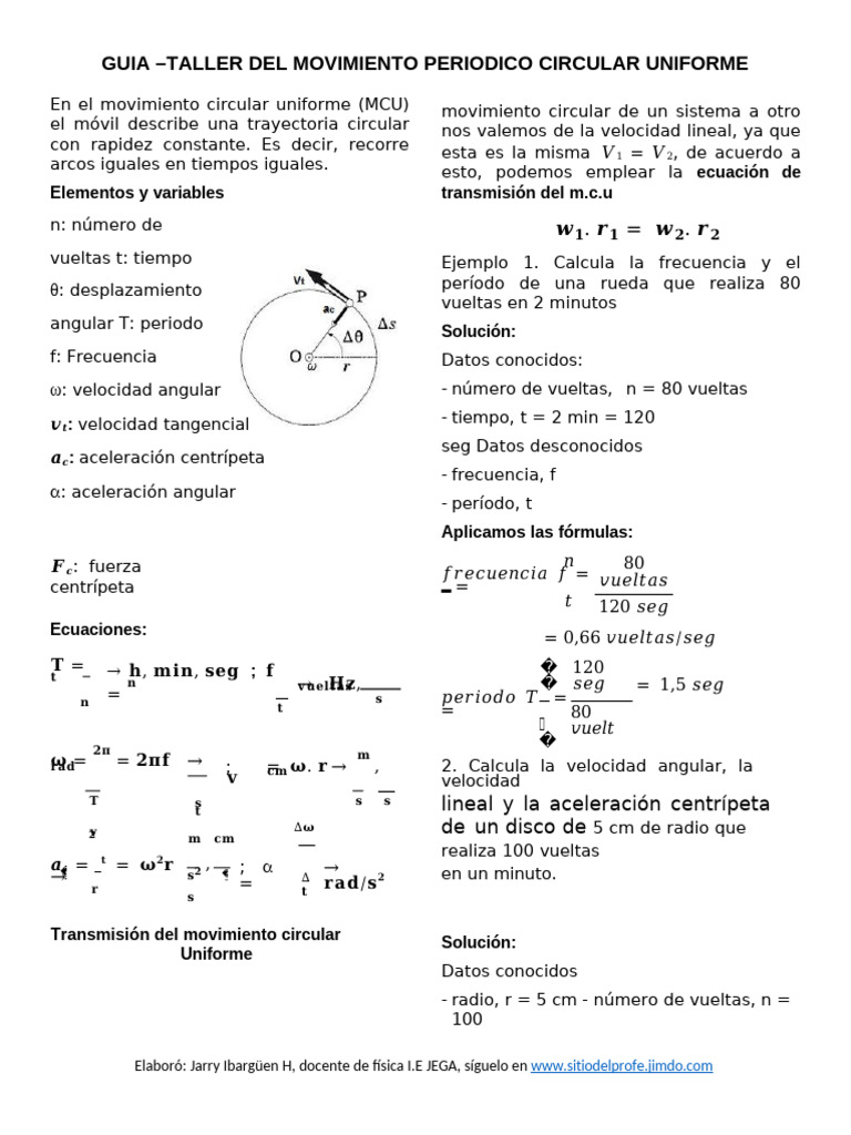 Movimiento Circular Uniforme | PDF | Velocidad | Física