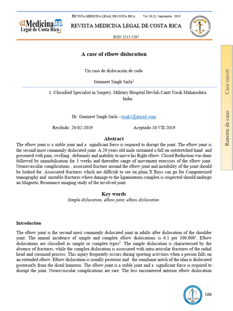 Elbow Dislocation Case Study Analysis | PDF | Elbow | Anatomical Terms ...