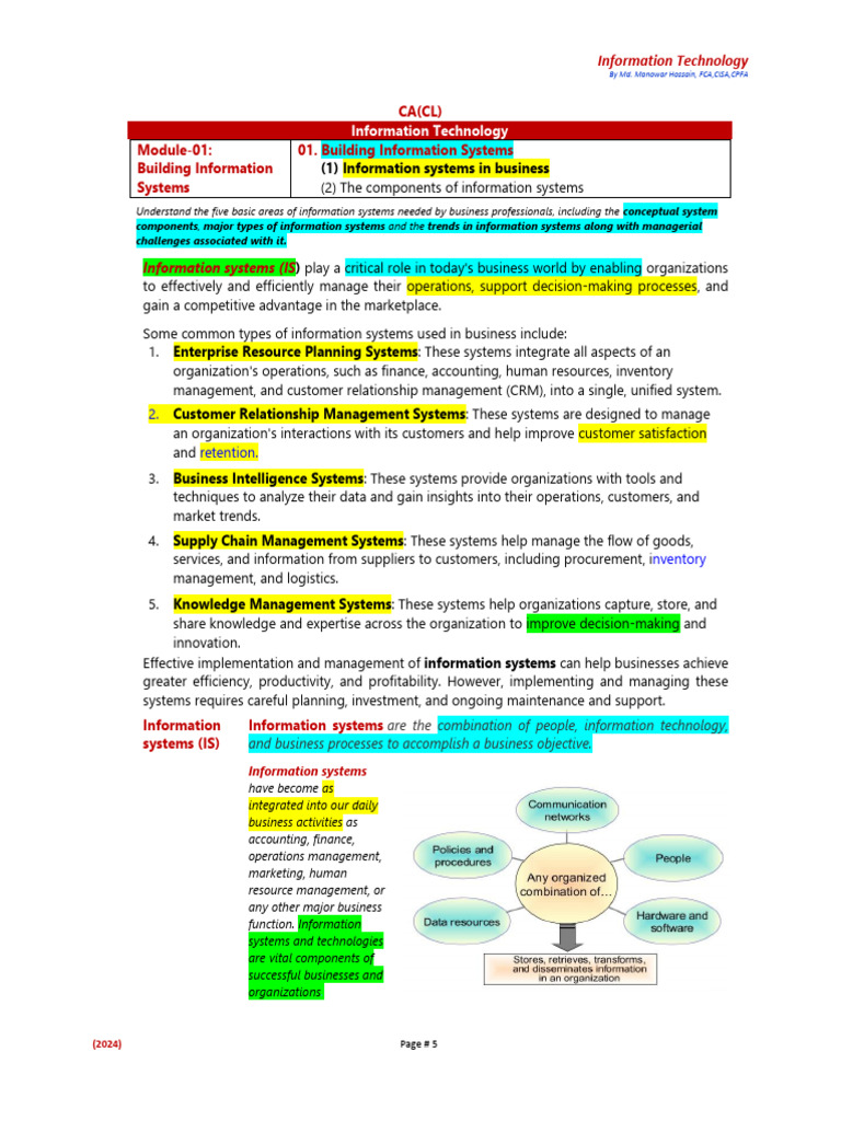 CA (CL) - 20 Batch (Sec-B) - IT - Information Systems in Business - BY ...