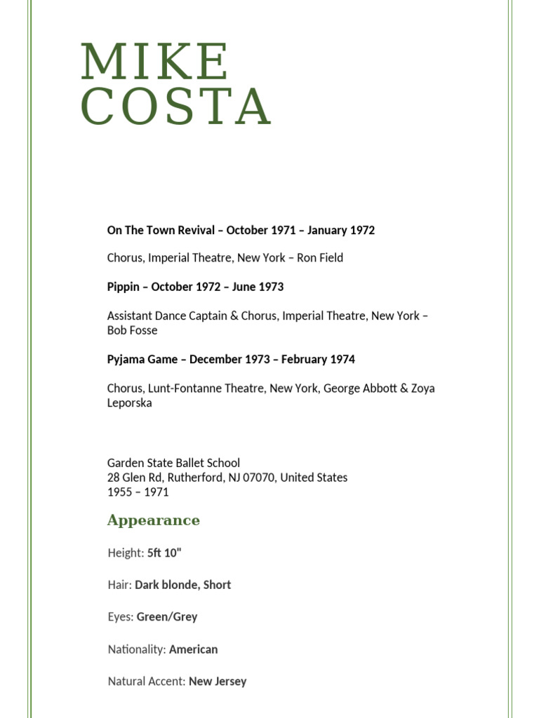 Mike Costa CV | PDF | Art