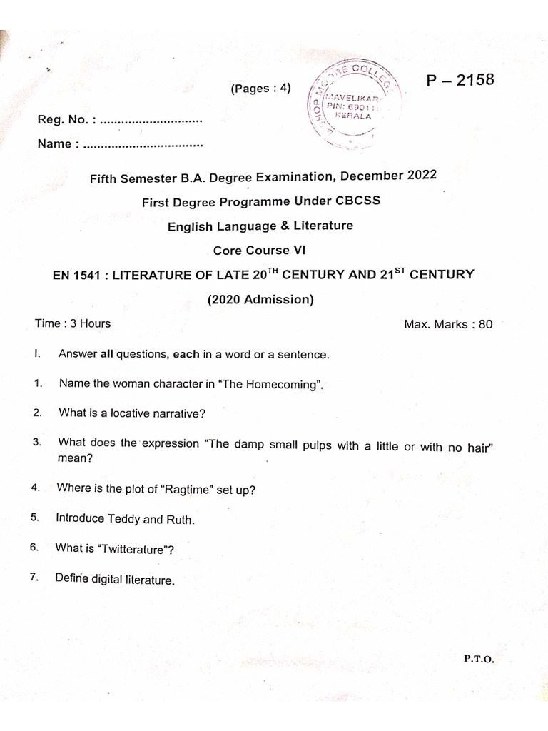 Late 20th Century Literature | PDF