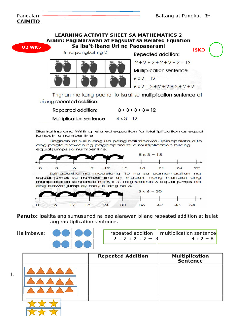 q2 w5 Math Fil Esp Music Pe | PDF