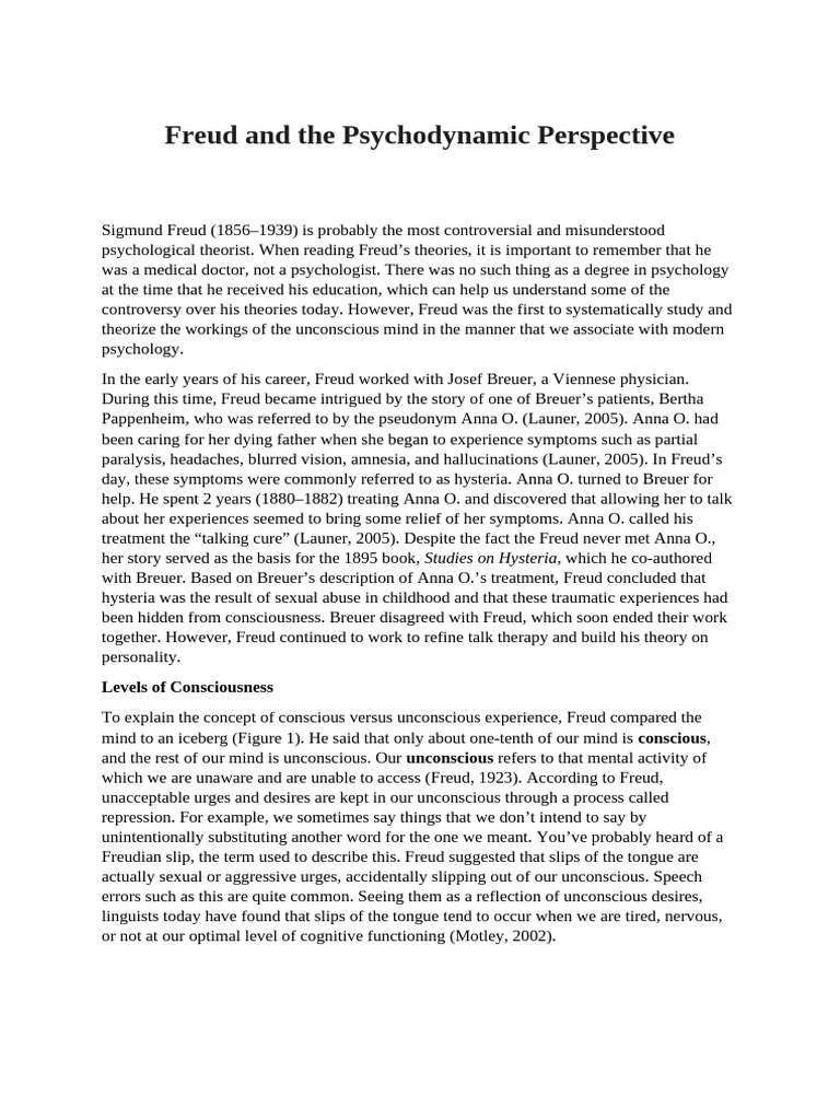 Freud and The Psychodynamic Perspective | PDF | Id | Unconscious Mind