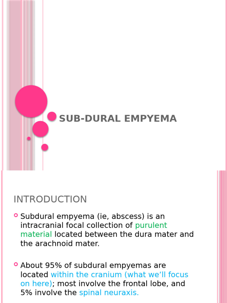 Sub Dural Empyema Pdf Cerebrospinal Fluid Meningitis