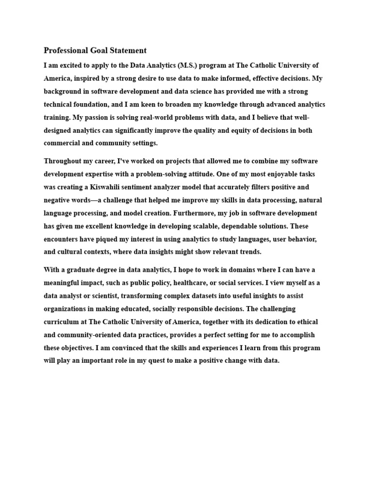 Professional Goal Statement | PDF