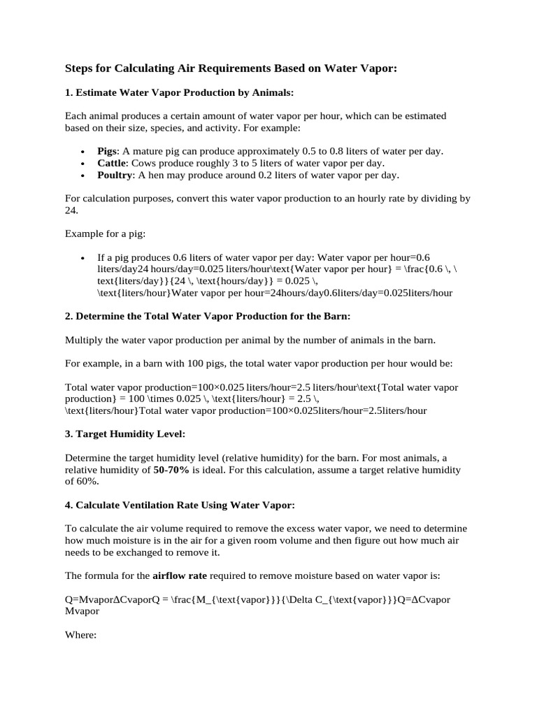 Steps For Calculating Air Requirements Based On Water Vapor | PDF | Humidity | Water