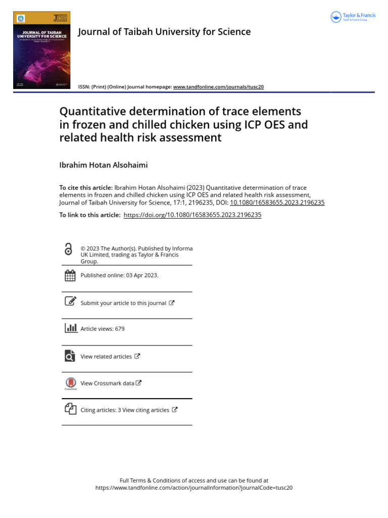 Trace Element Analysis in Chicken Meat | PDF | Detection Limit | Chromium