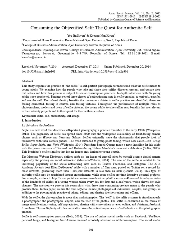 Consuming The Objectified Self The Quest | PDF | Selfie | Authenticity (Philosophy)
