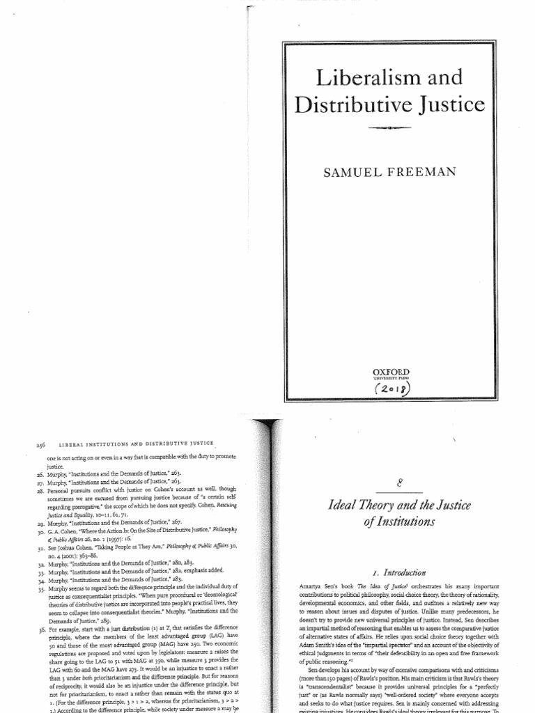 Freeman (2012 & 2018) ""Ideal Theory and The Justice of Institutions ...