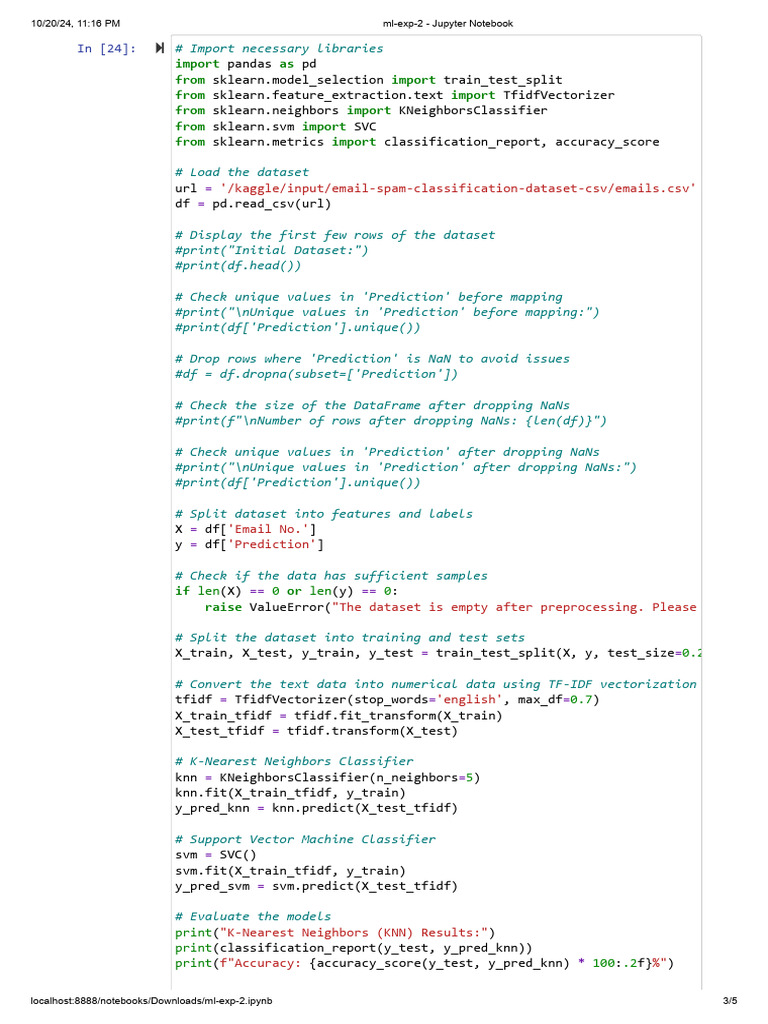 Ml-Exp-2 - Jupyter Notebook | PDF | Support Vector Machine | Accuracy And Precision