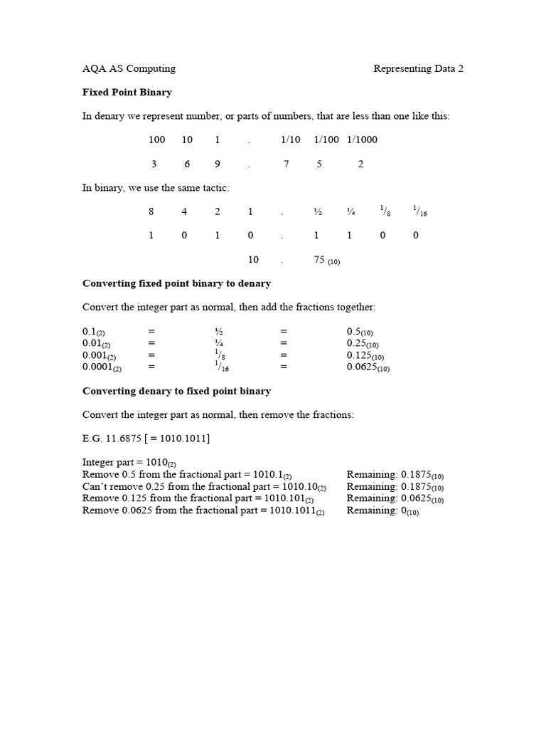 AQA AS Computing: Binary Basics | PDF