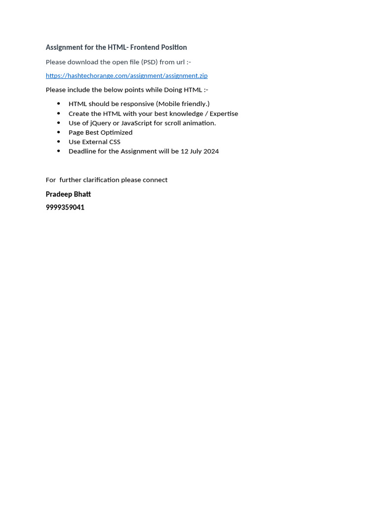 Responsive HTML Frontend Assignment | PDF | Business