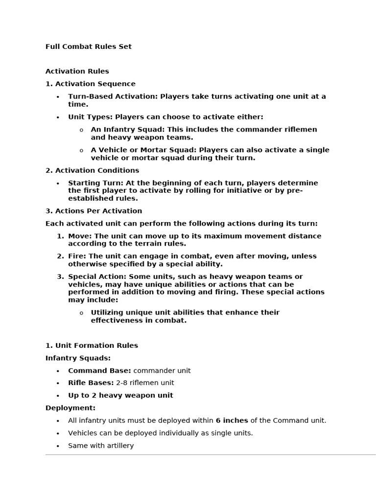 Unit Formation Rules | PDF | Artillery | Infantry