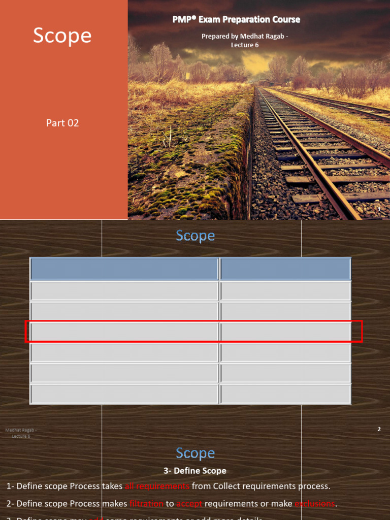 L6 Scope Part 02 PMP Exam Preparation Course | PDF | Project Management | Business