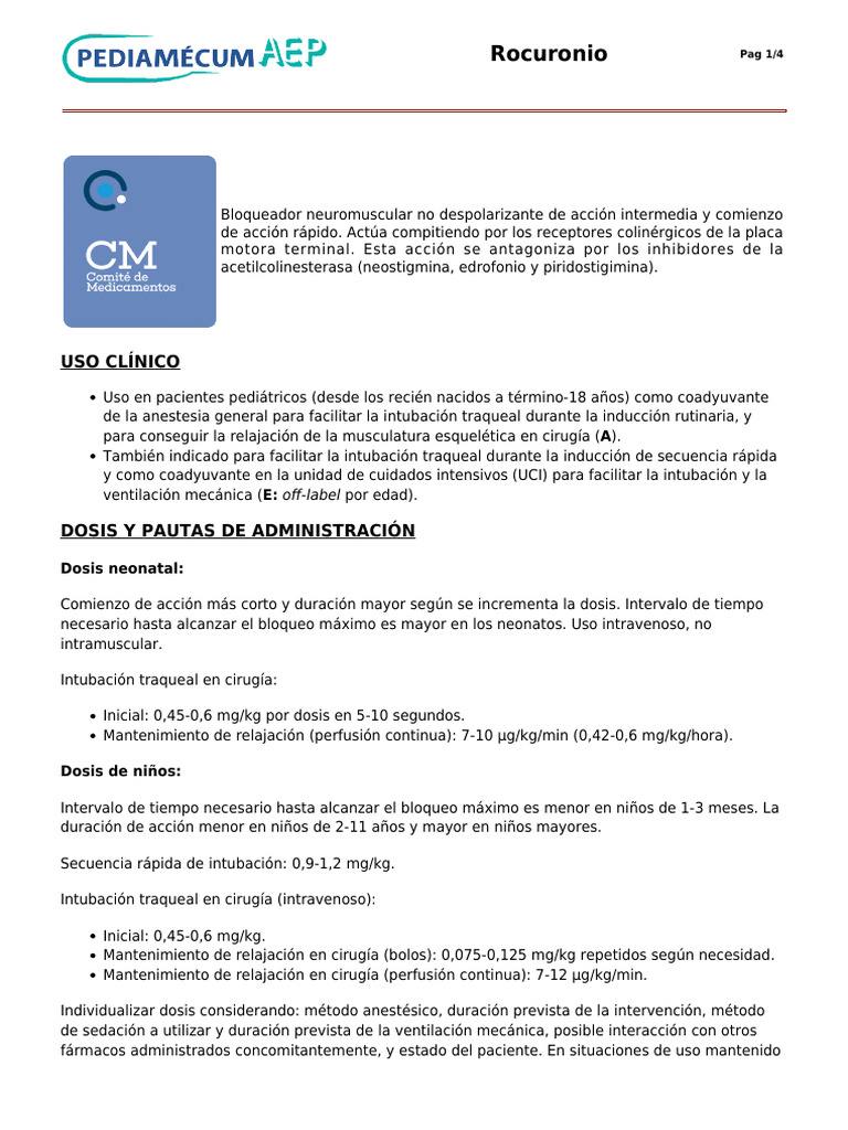 Rocuronio | PDF | Medicina | Drogas