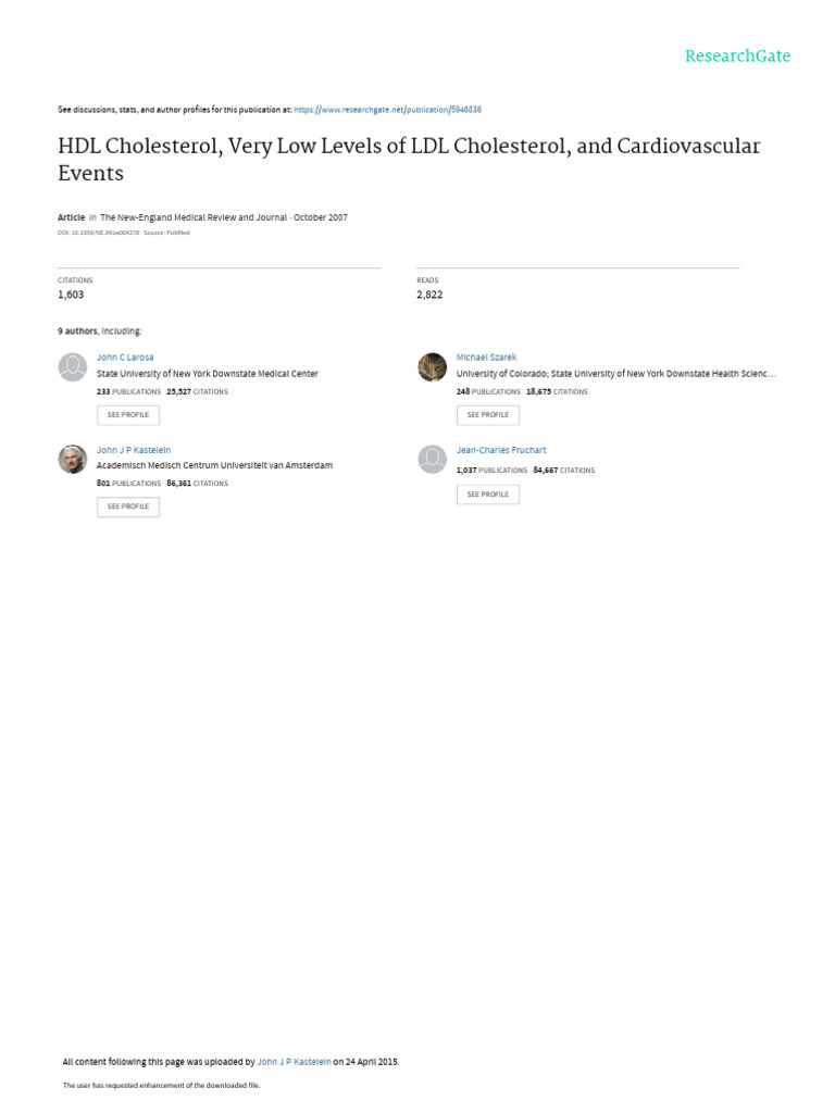 HDLLDLTNTand CVE | PDF | Cholesterol | Statin