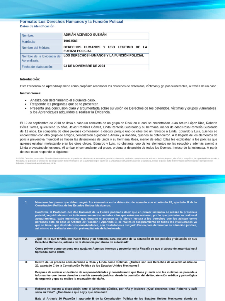 Acevedo Adrian Ea3 Caso | PDF | Violación | Policía