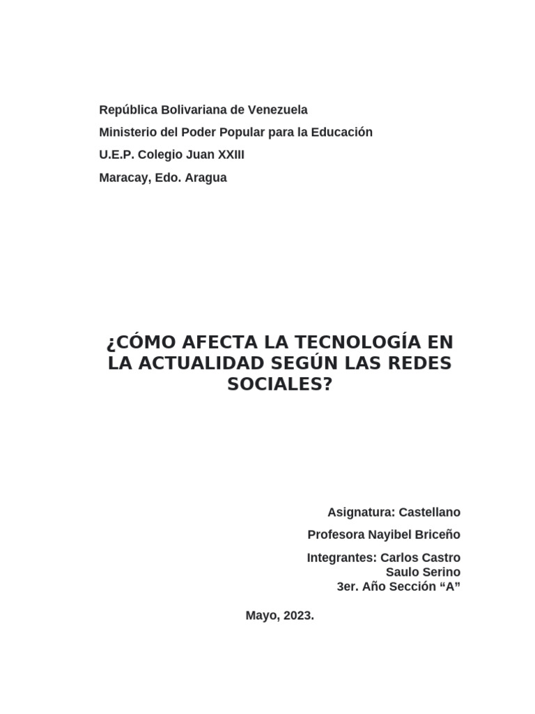 Trabajo Castellano Redes Sociales | PDF | Tecnología de información y ...