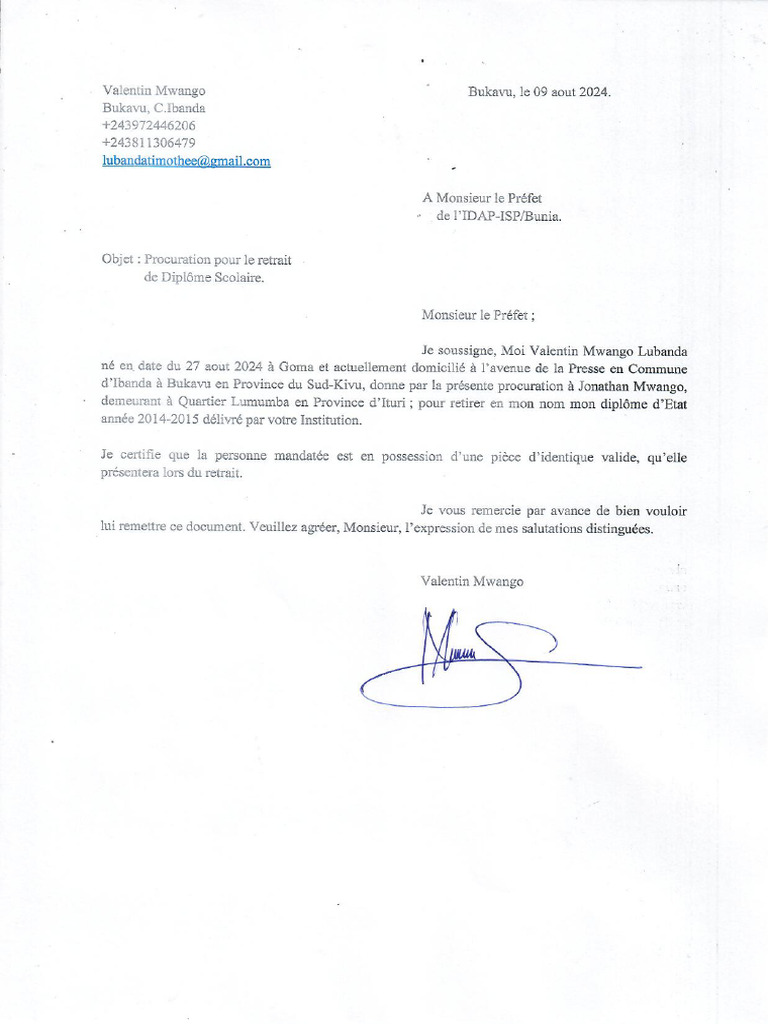 Lettre de Procuration | PDF