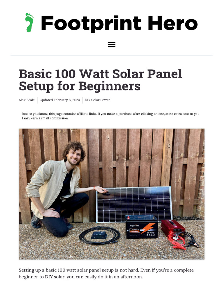 Basic 100 Watt Solar Panel Setup For Beginners - Footprint Hero | PDF ...