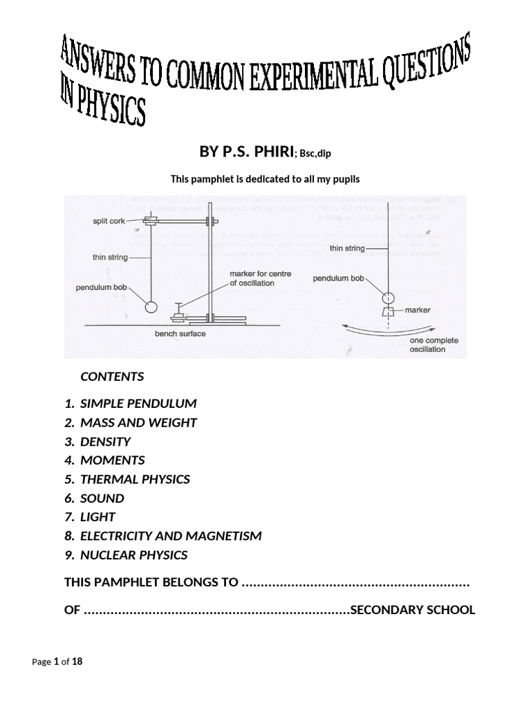 Kalongass Works in Physics | PDF | Density | Volume