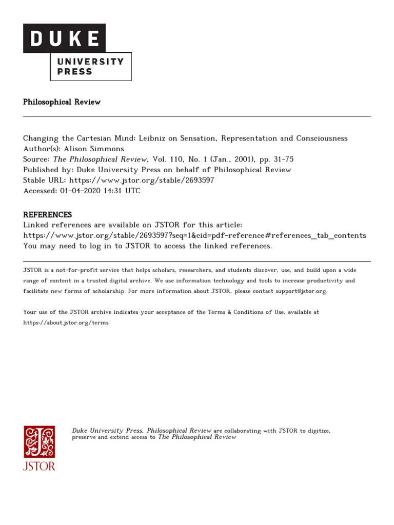 Changing The Cartesian Mind. Leibniz On Sensation, Representation and ...