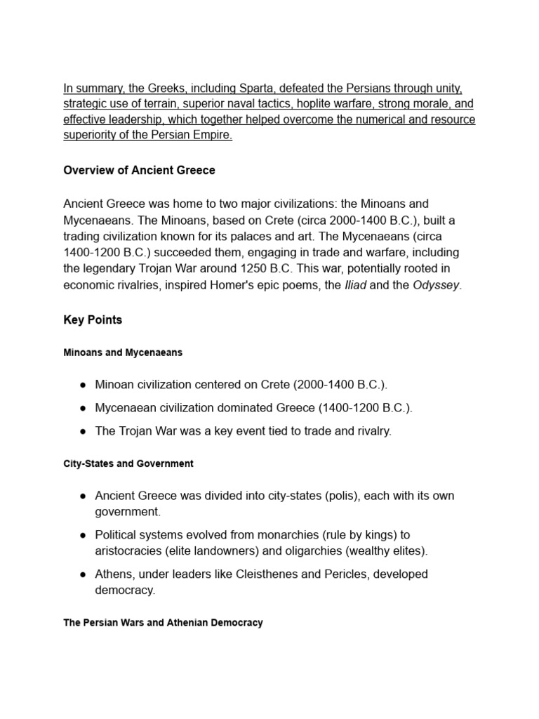 Lesson 5 Ancient Greece World History Notes | PDF | Ancient Greece ...