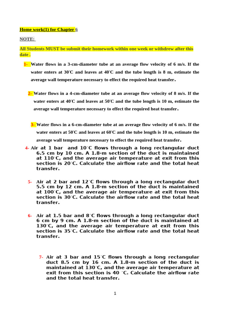 Home Work - 1 - v1 | PDF | Flow Measurement | Heat