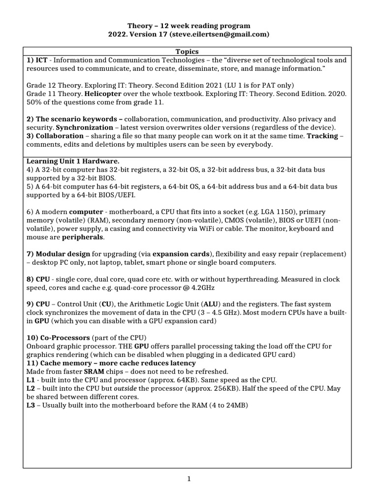 ICT and Computer Hardware Guide | PDF | Central Processing Unit | Solid State Drive