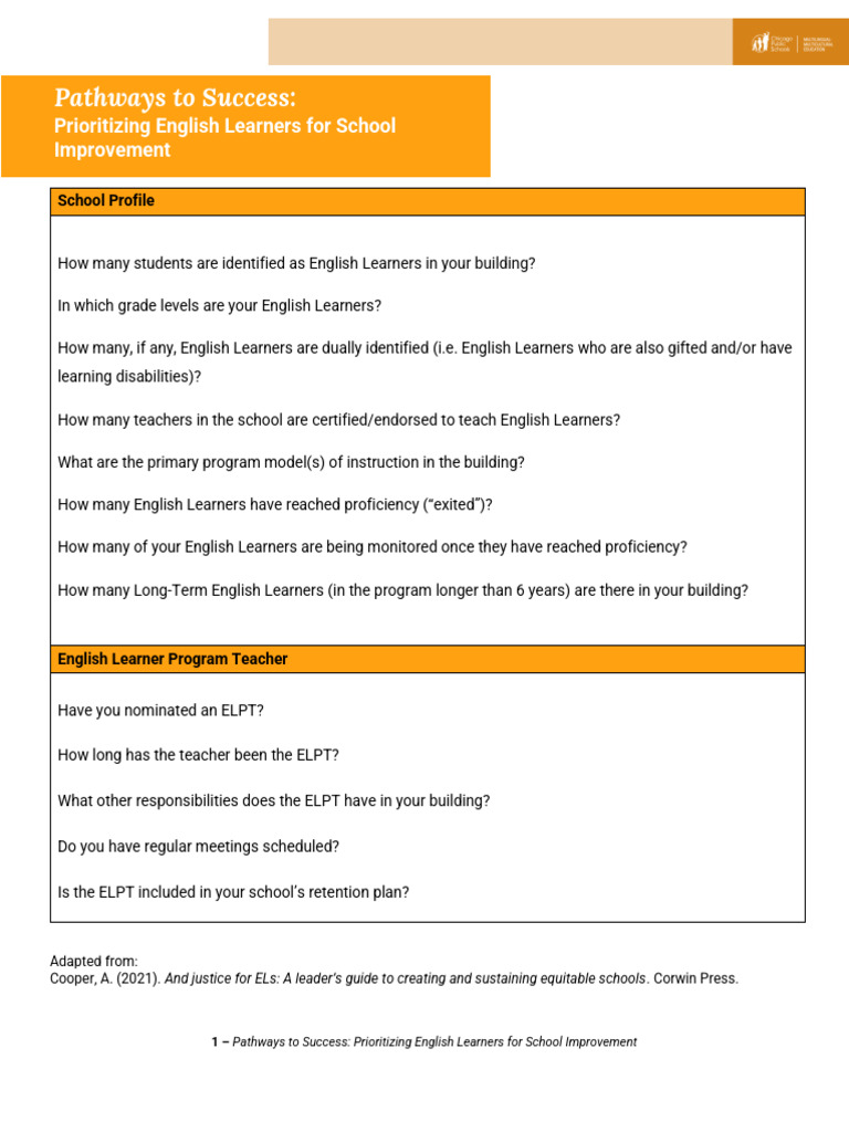 Participant Packet - Pathways To Success - ELs For School Improvement ...