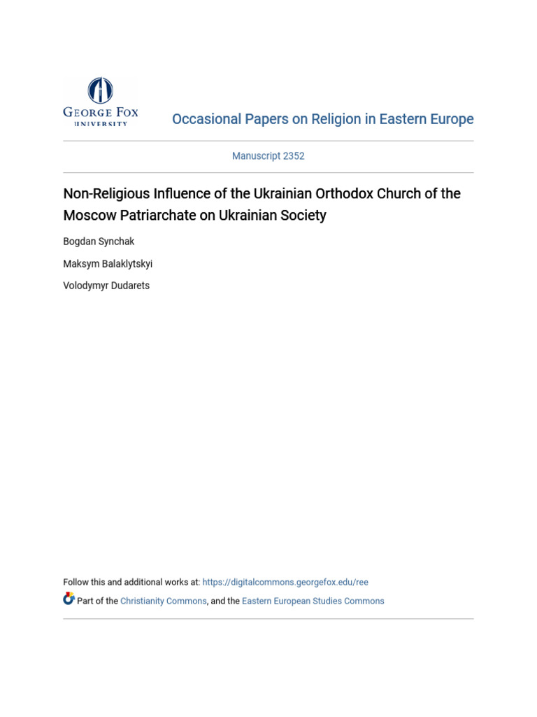 Non Religious Influence of The Ukrainian | PDF