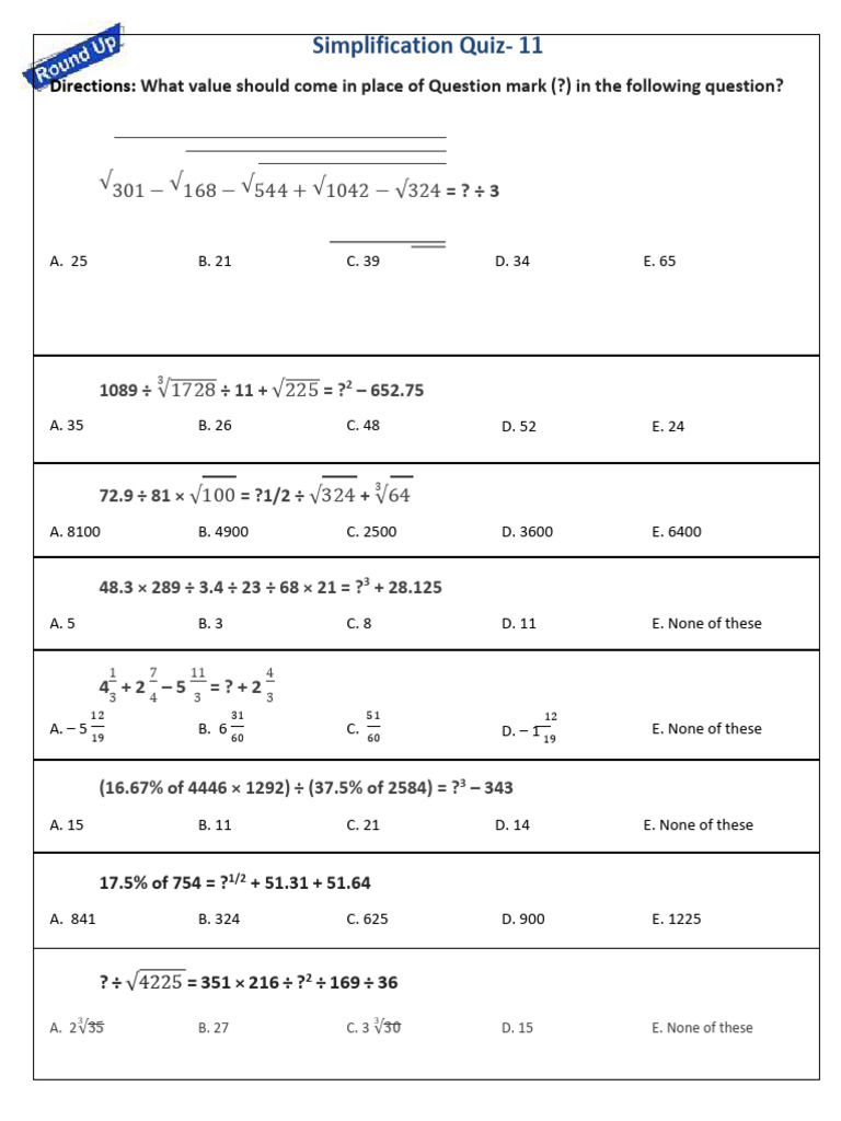 Simplification_Quiz_11 | PDF Simplification_Quiz_11 | PDF