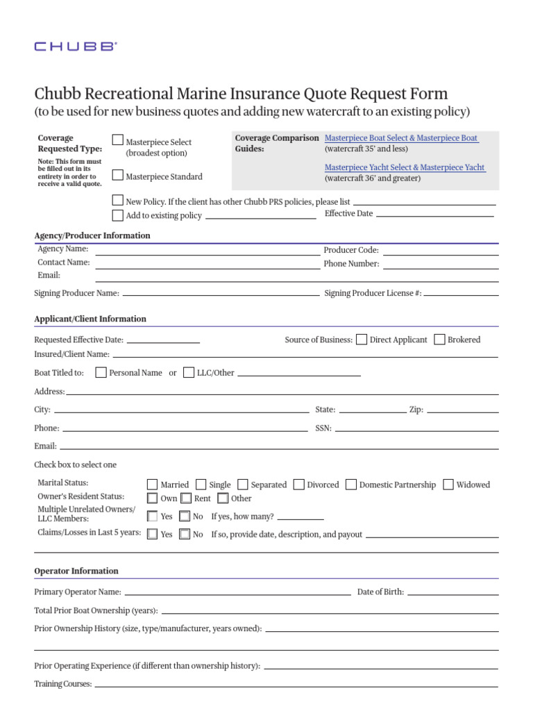 PRS Marine Quote Form v10 | PDF | Insurance | Marine Propulsion